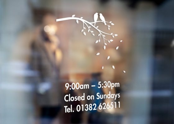 Opening Times Window Sticker - Urban Artwork