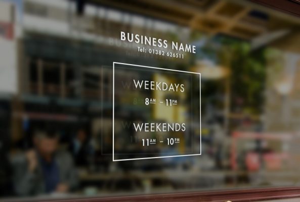 Opening Hours Sign Personalised Opening Times Sign for Window Door or ...