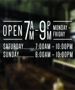 Opening Hours Sign Personalised Opening Times Sign for Window Door or ...