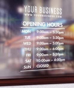 Opening Hours Sign Personalised Opening Times Sign for Window Door or ...