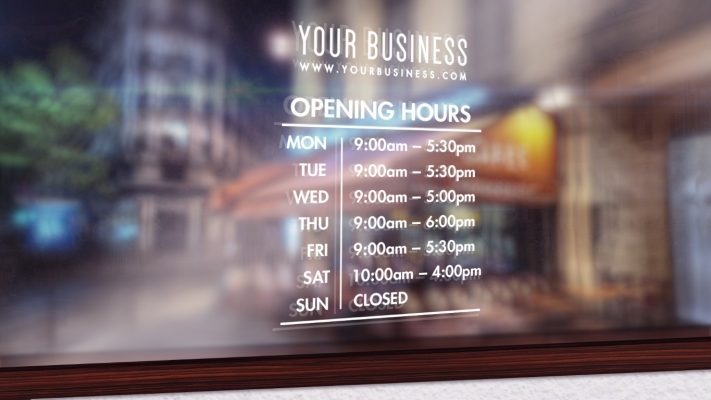 Hours Of Business Open / Closed Shop Window Opening Hours Sign - Urban ...