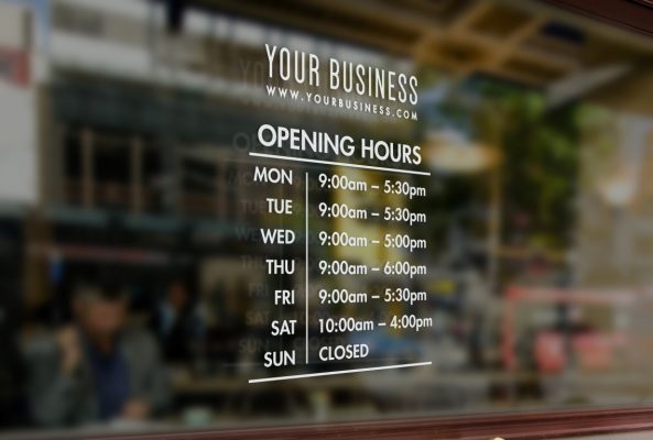 Hours Of Business Open / Closed Shop Window Opening Hours Sign - Urban ...