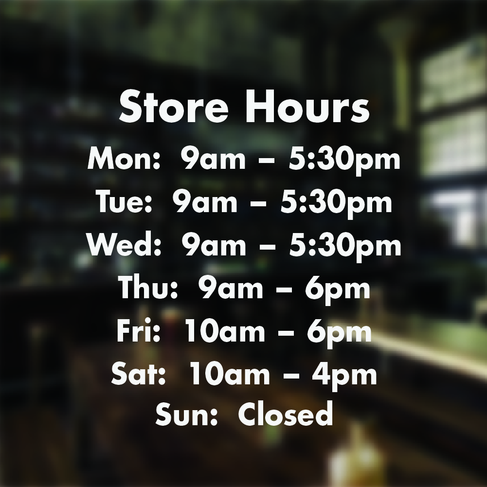 Opening Hours Times Shop Custom Vinyl Sign Sticker Coffee Bar Hair Opening Hours Times Shop Custom Vinyl Sign Sticker Coffee Bar Hair