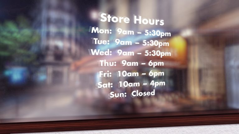 Opening Hours Times Shop Custom Vinyl Sign Sticker - Coffee Bar, Hair ...