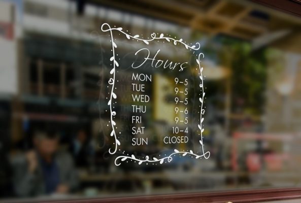 Floral Decorative Opening Hours Sign - Urban Artwork