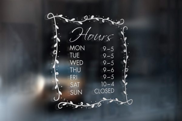 Floral Decorative Opening Hours Sign - Urban Artwork