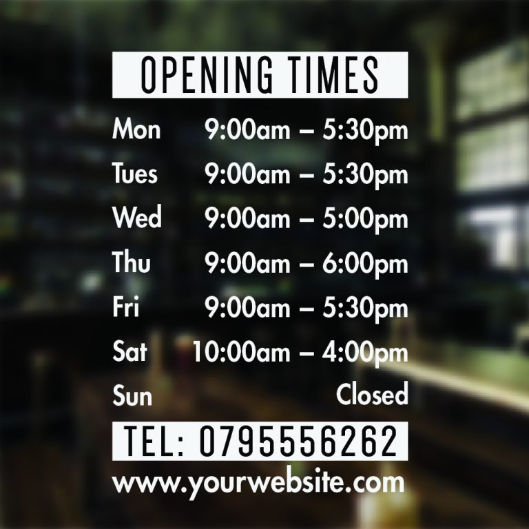 Open Business Hours Sign Personalised Open Business Hours Sign for ...
