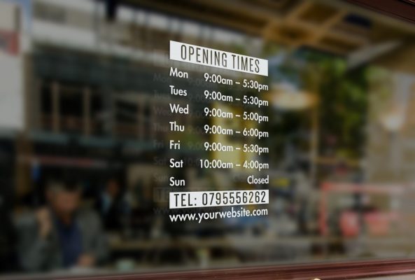 Opening Times Sticker Personalised Opening Hours Sign for Window Door ...
