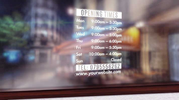 Opening Times Sticker Personalised Opening Hours Sign for Window Door ...