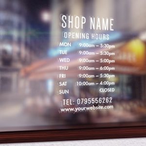 Floral Decorative Opening Hours Window Sticker | Urban Artwork