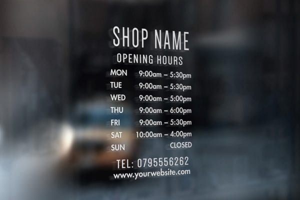 Open Signs for Business with Opening Hours - Urban Artwork