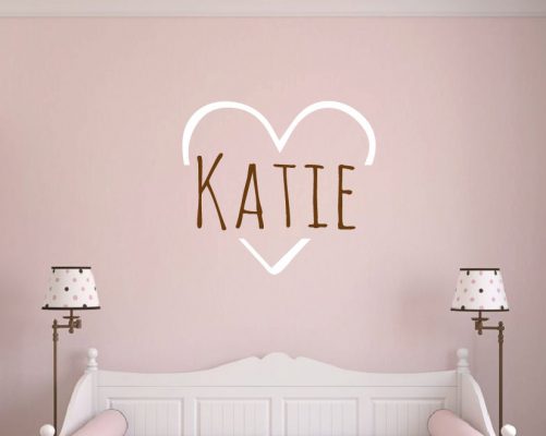 Love Heart Name Wall Sticker | Girls Wall Stickers | Personalised Wall ...