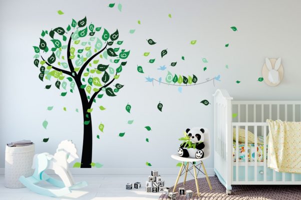 Alphabet Wall Stickers of Tree with colourful leaves and child's name ...