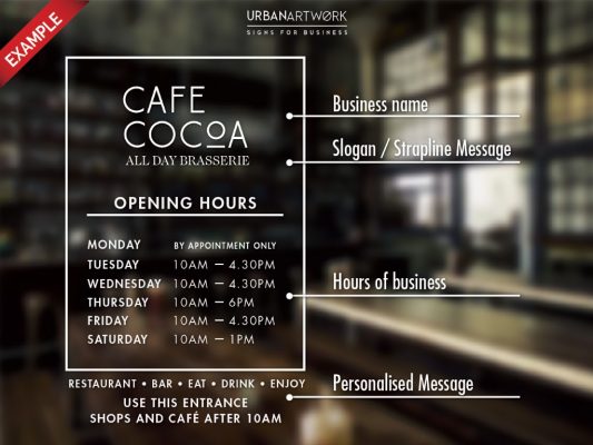 Custom Opening Hours Sign Opening Times Sticker For Your Business