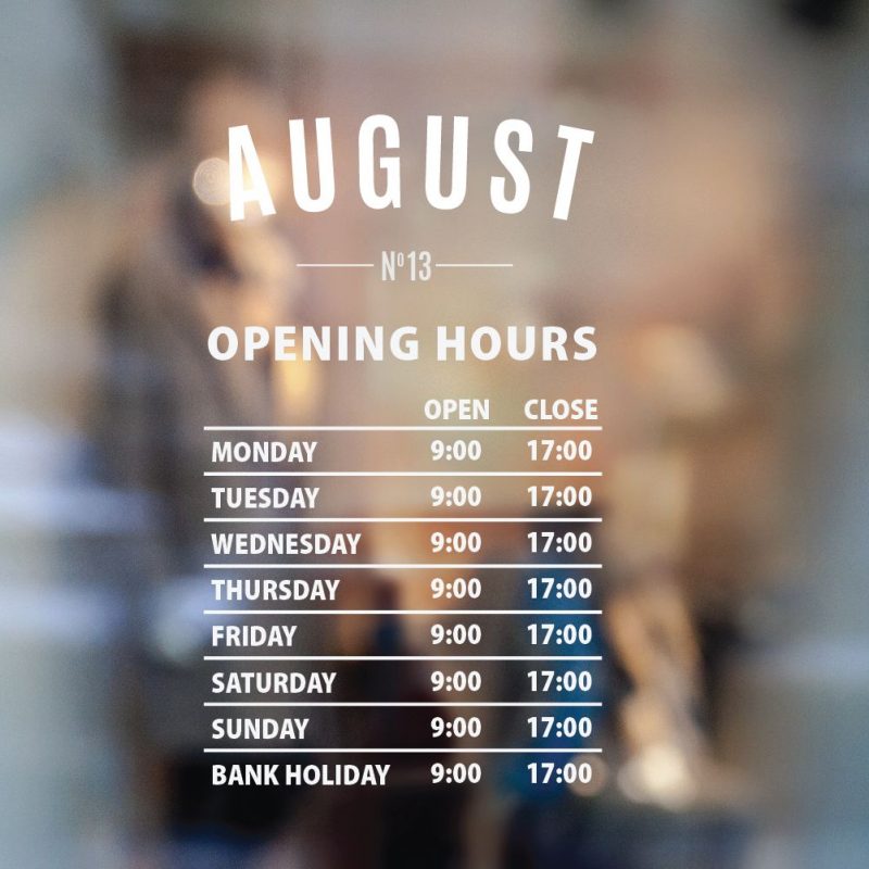 Business Hours Sign - Business Name and Hours of Operation Sign