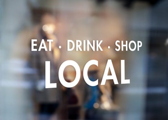 Eat Drink Shop Local Sign - Window Sticker Wall Sign Decal - Urban Artwork