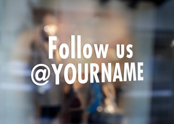 Follow us on sign - follow us at sticker - Urban Artwork