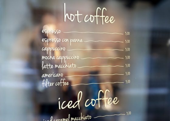 Custom Price List for Coffee Shop Cafe - Vinyl Sign Sticker - Urban Artwork