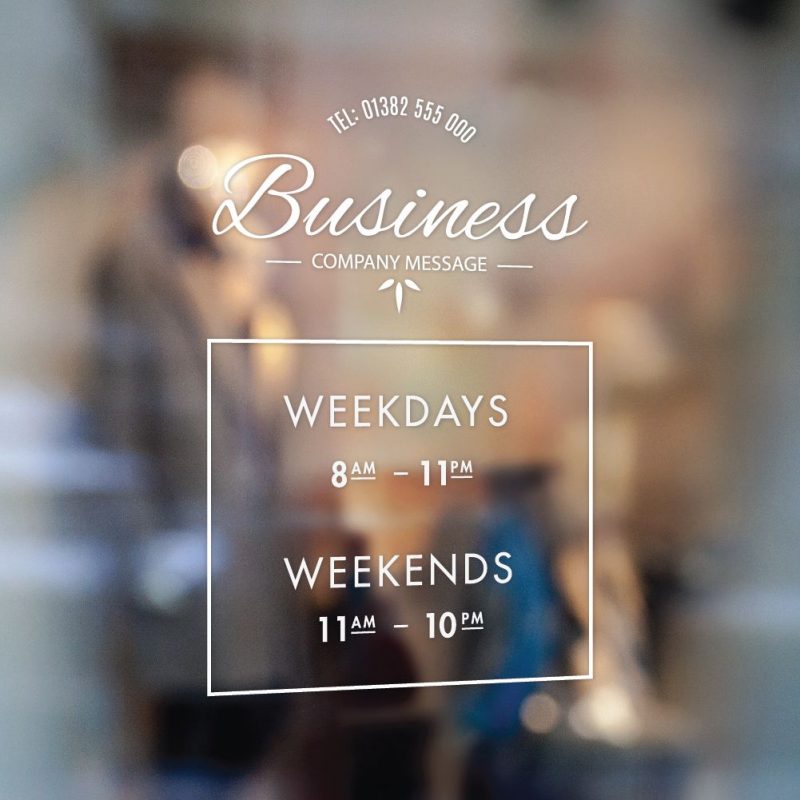 Business Hours Sign - Business Name and Hours of Operation Sign 1