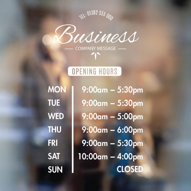 Business Hours Sign - Business Name and Hours of Operation Sign 4