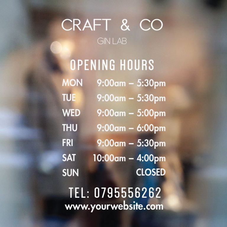 Business Hours Sign - Business Name and Hours of Operation Sign 6