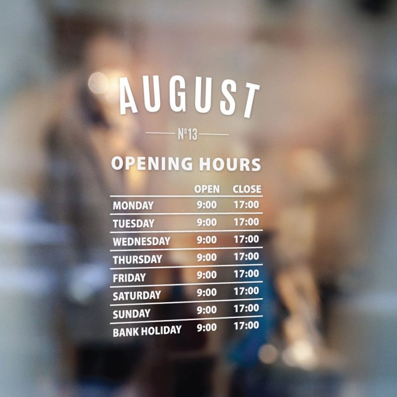 Business Hours Sign - Business Name and Hours of Operation Sign