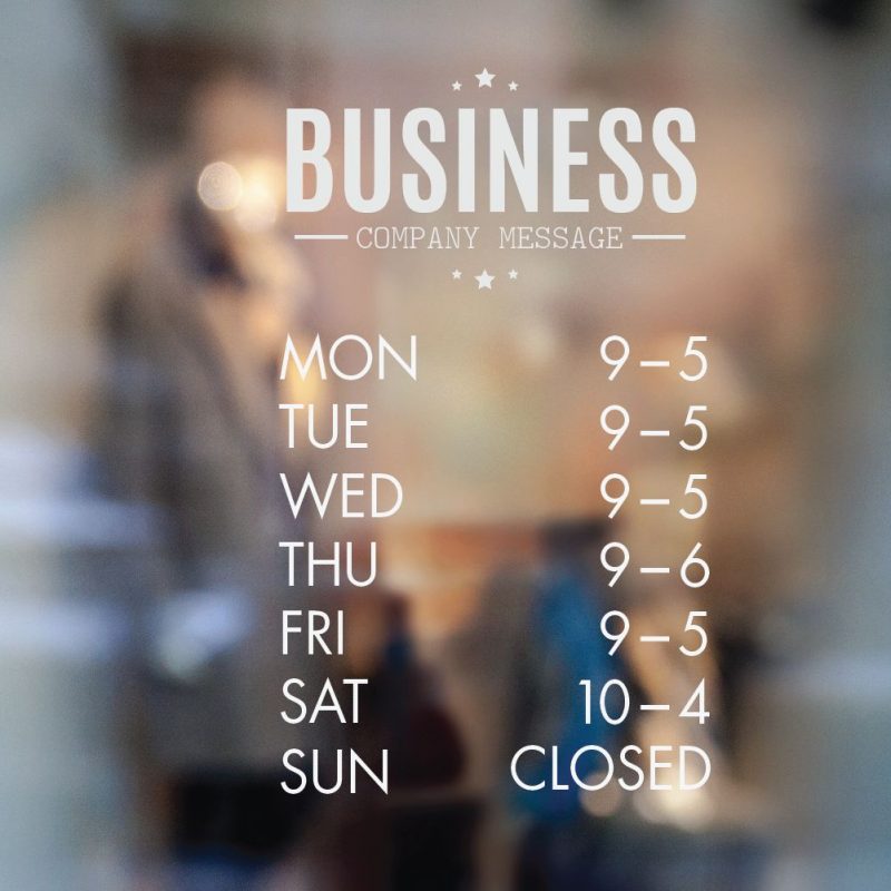 Business Hours Sign - Business Name and Hours of Operation Sign 121