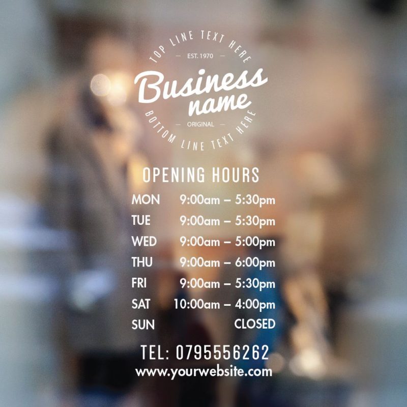 Business Hours Sign - Business Name and Hours of Operation Sign 177