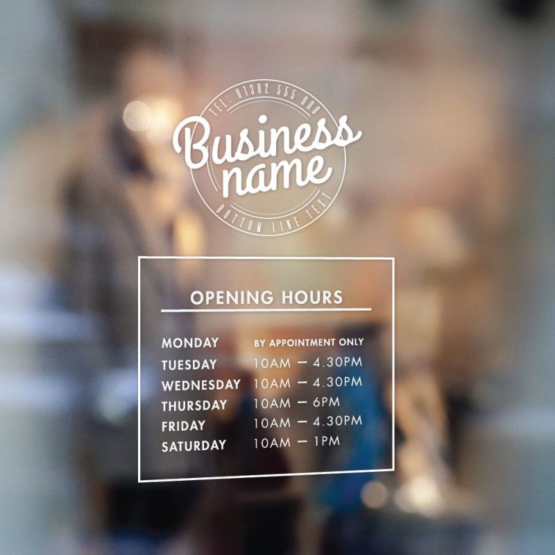 Business Hours Sign - Business Name and Hours of Operation Sign 208