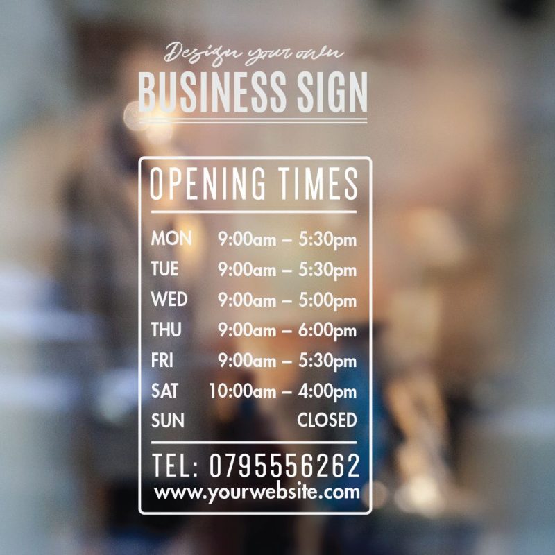 Business Hours Sign - Business Name and Hours of Operation Sign 245