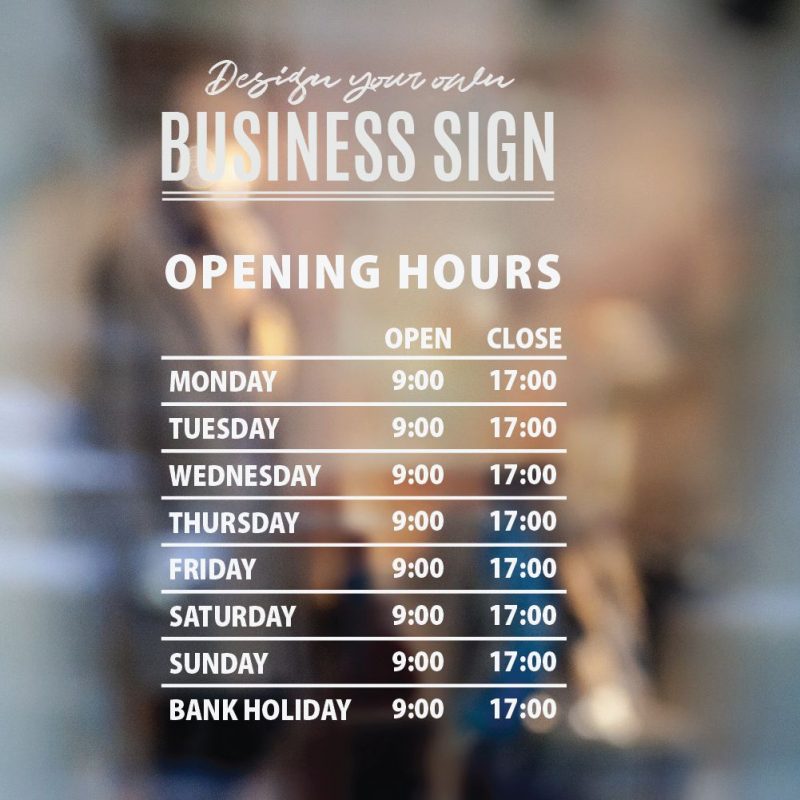 Business Hours Sign - Business Name and Hours of Operation Sign 247