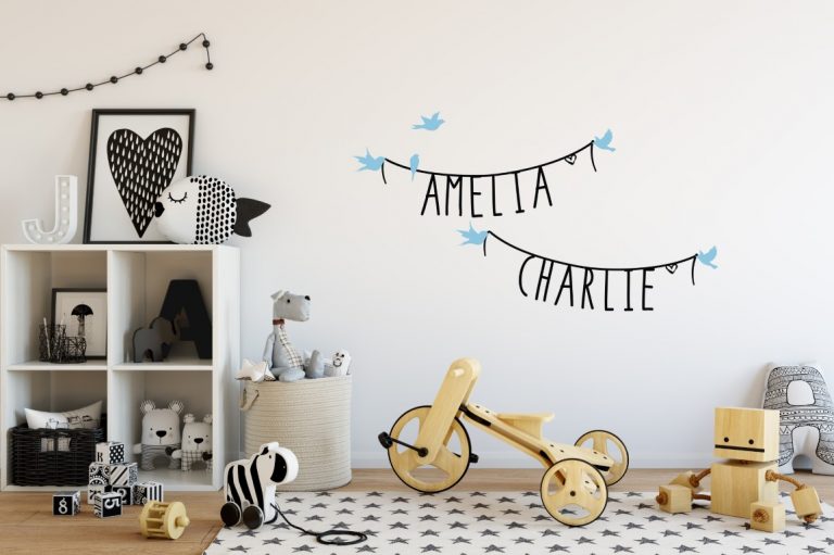 Modern Stylish Two Name Wall Stickers - Personalised wall stickers, two named wall stickers ...