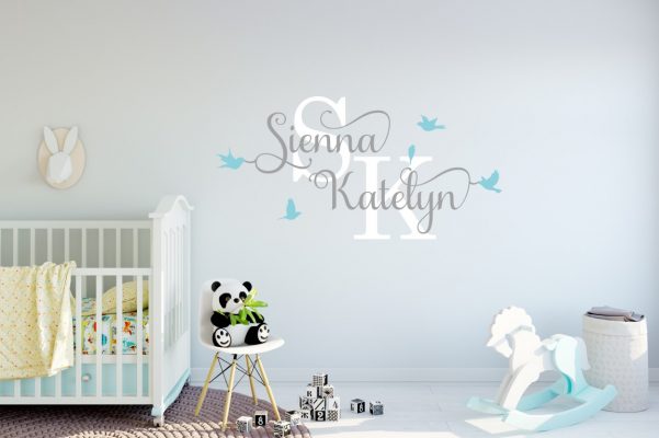 Modern Stylish Two Name Wall Stickers - Personalised wall stickers, two named wall stickers ...