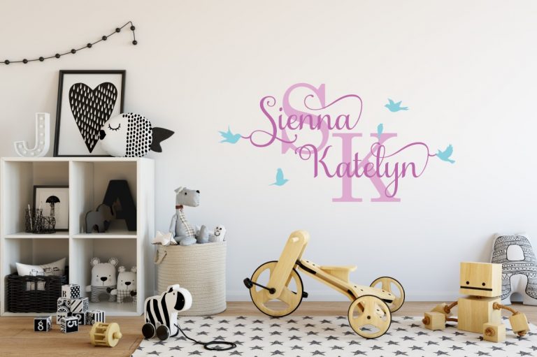 Modern Stylish Two Name Wall Stickers - Personalised wall stickers, two ...