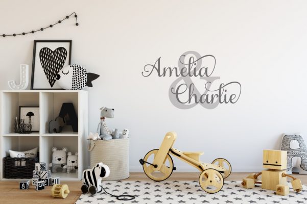 Modern Stylish Two Name Wall Stickers - Personalised wall stickers, two ...