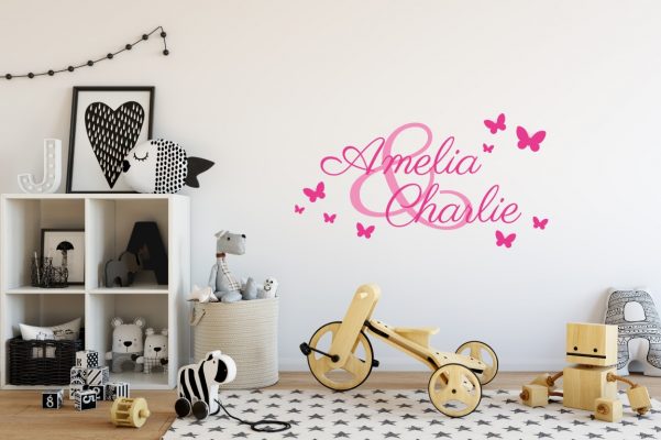 Modern Stylish Two Name Wall Stickers - Personalised wall stickers, two ...