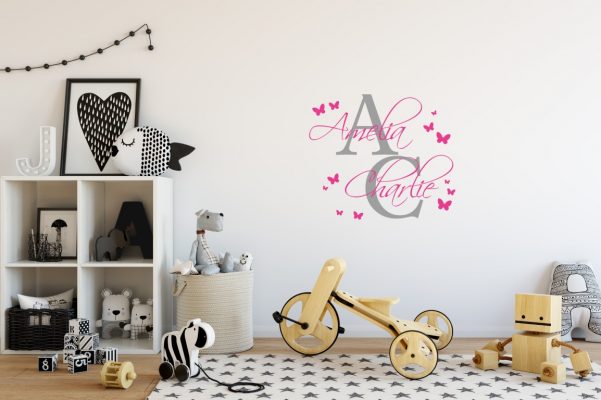 Modern Stylish Two Name Wall Stickers - Personalised wall stickers, two ...