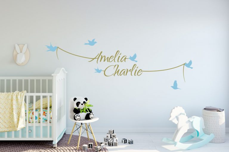 Modern Stylish Two Name Wall Stickers - Personalised wall stickers, two ...