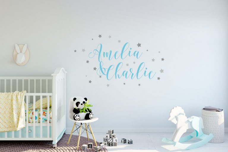Modern Stylish Two Name Wall Stickers - Personalised wall stickers, two named wall stickers ...